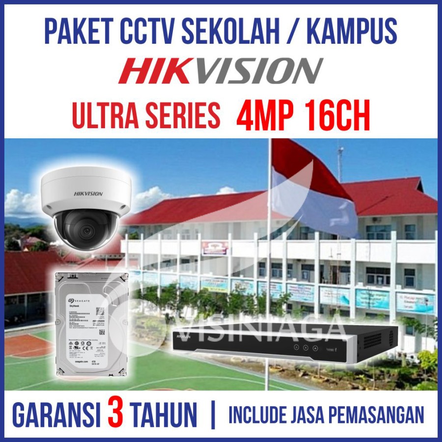 Paket CCTV IP Camera 16 channel Hikvision Ultra Series 4MP + Instalasi ...